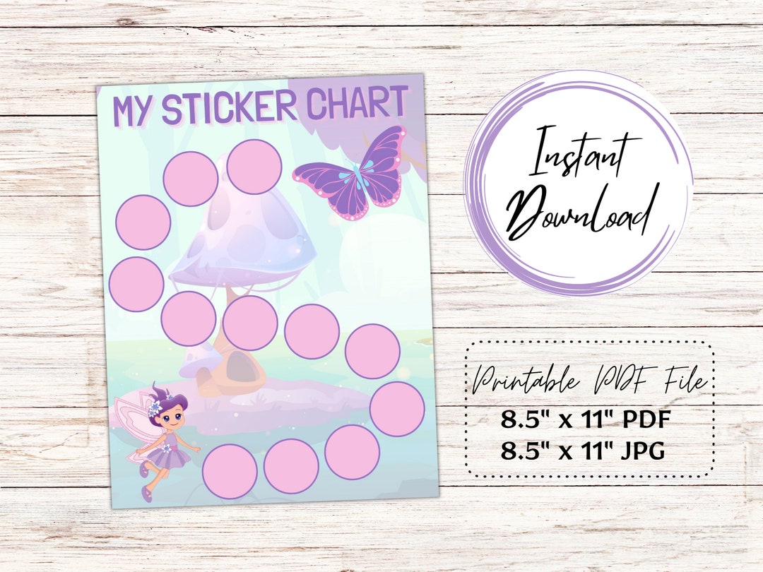 Fairy and Butterfly Reward Chart for Kids Kids Sticker Chart - Etsy