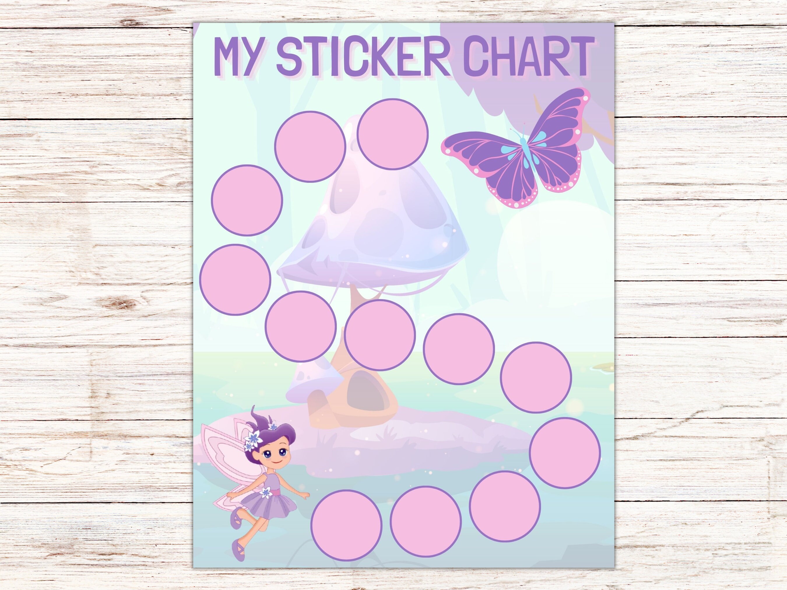 Fairy and Butterfly Reward Chart for Kids, Kids Sticker Chart - Instand ...