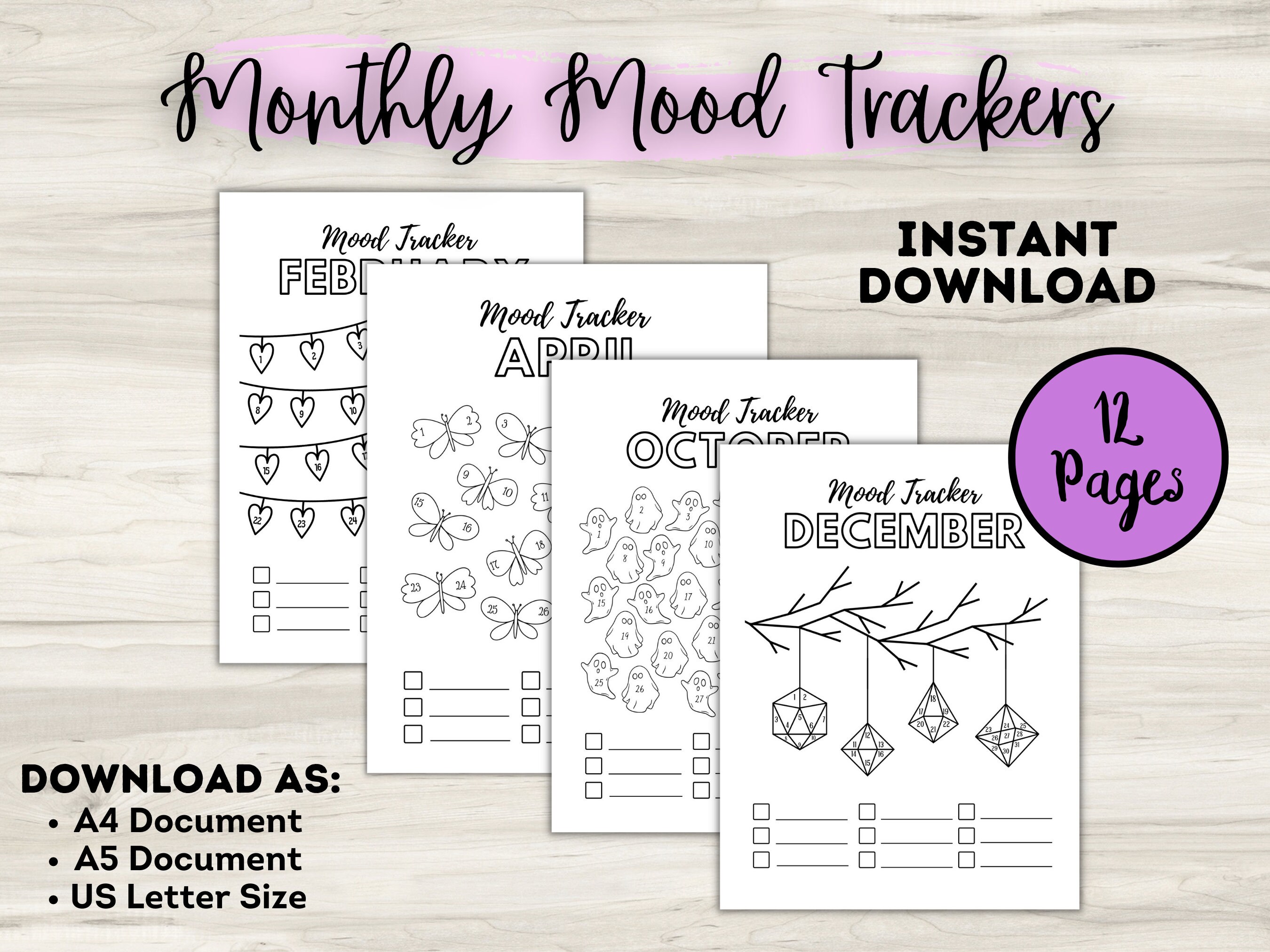Monthly Mental Health Mood Tracker, Anxiety Journal Printable, Digital ...