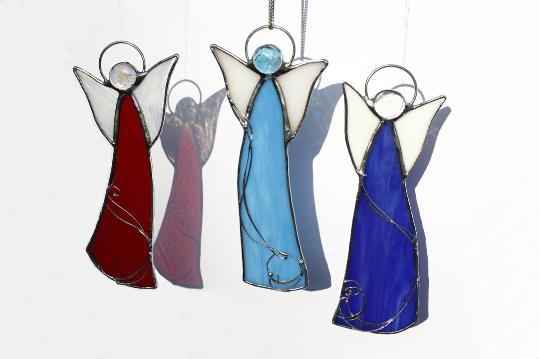 Stained Glass Angels Christmas Ornament Xmas Tree Angel Suncatcher Wall ...