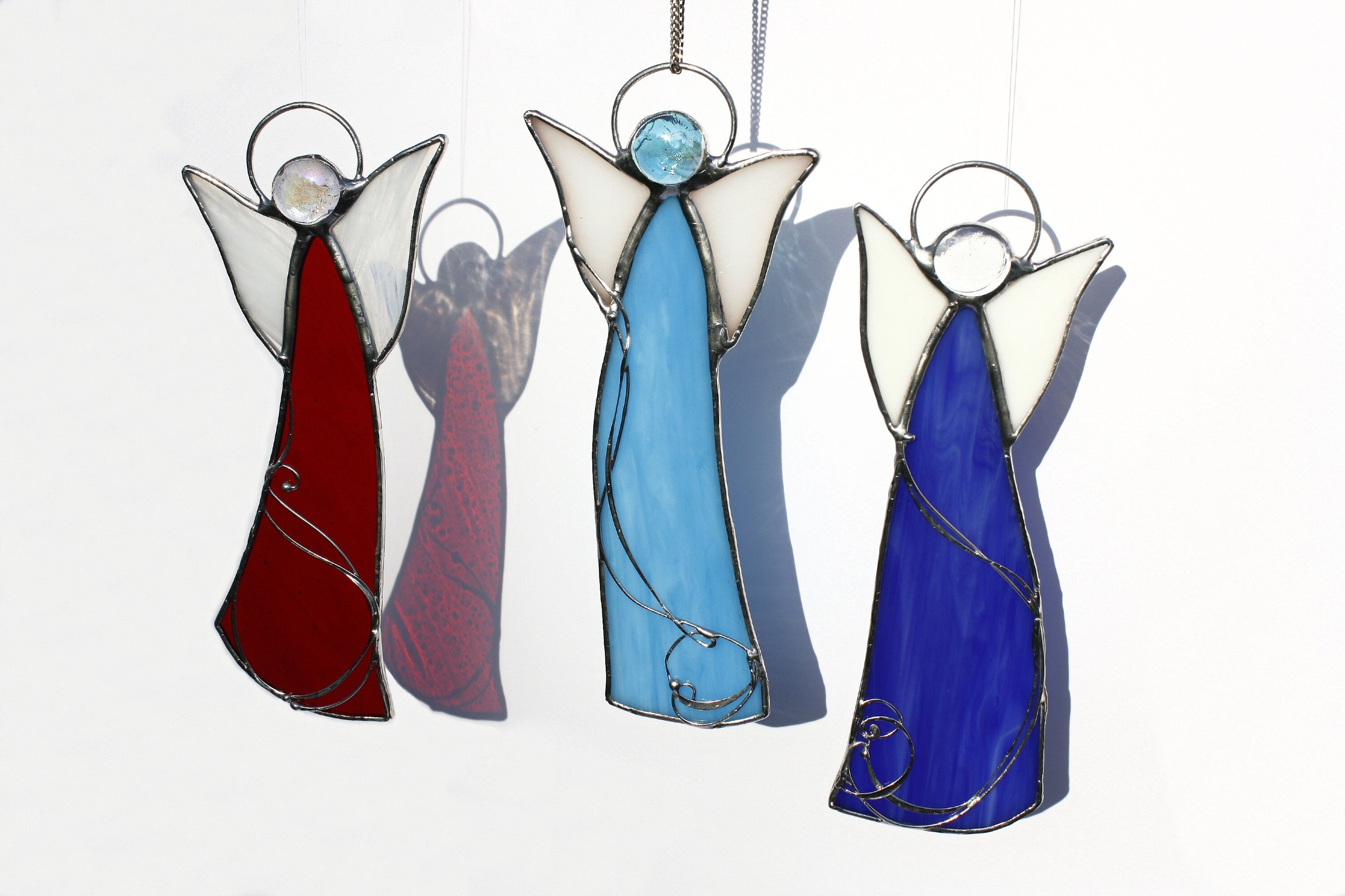 Stained Glass Angels Christmas Ornament Xmas Tree Angel Suncatcher Wall ...