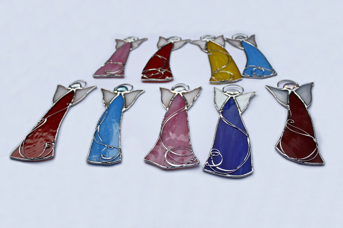 Stained Glass Angels Christmas Ornament Xmas Tree Angel Suncatcher Wall ...