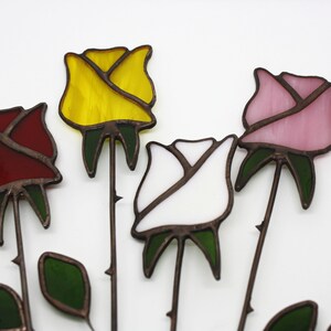 Eternal Rose Stained Glass Flower on Stem Love Gift Suncatcher Window ...
