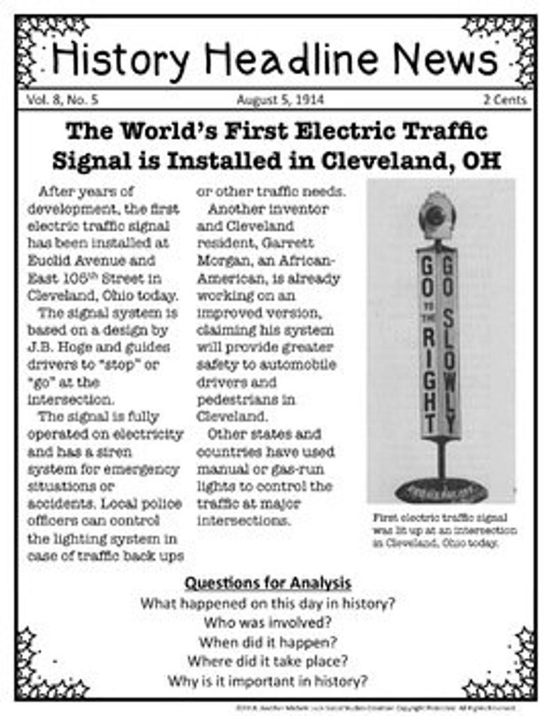 This Day in History Newspaper Informational Nonfiction Daily Reading ...