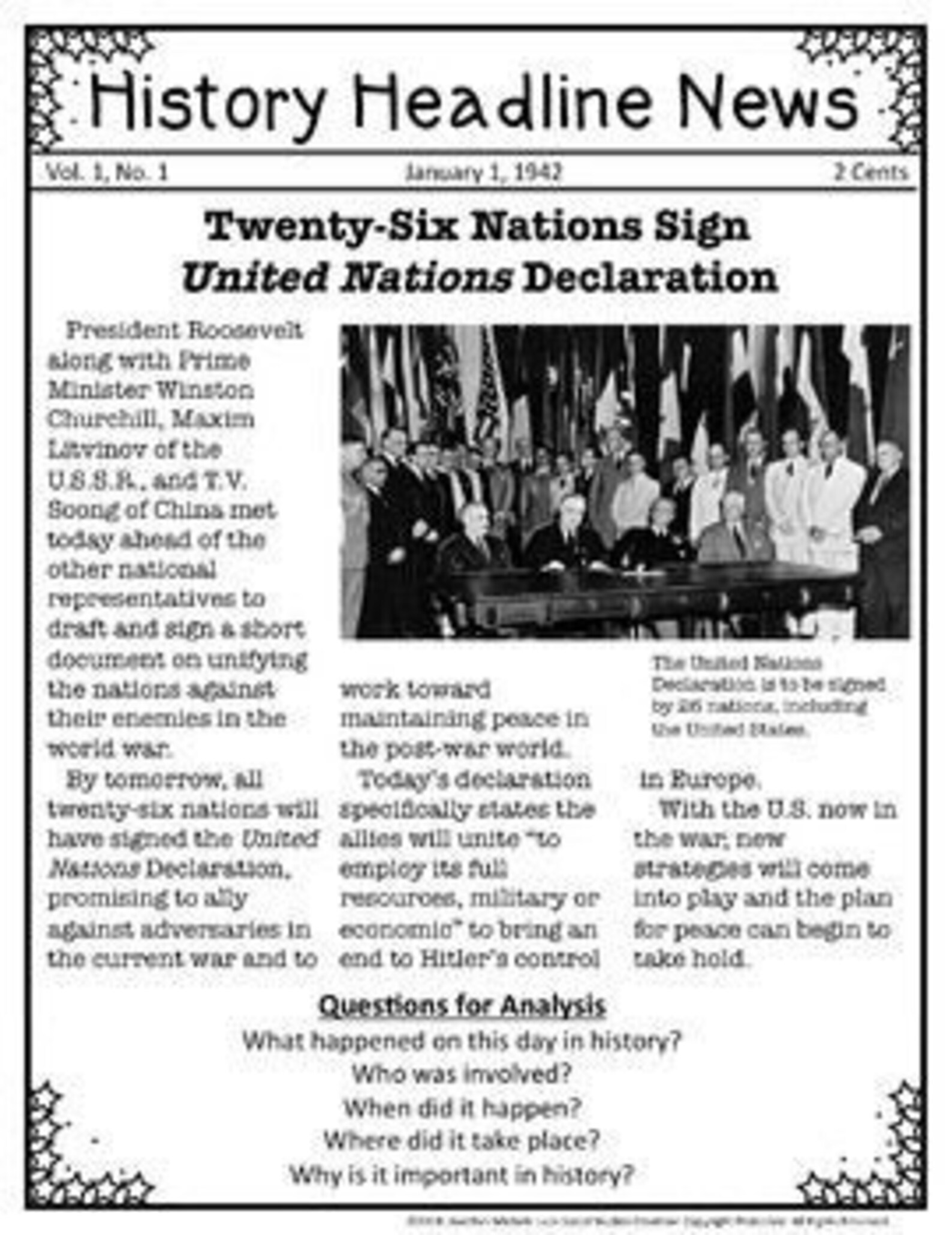This Day in History Newspaper Informational Nonfiction Daily - Etsy
