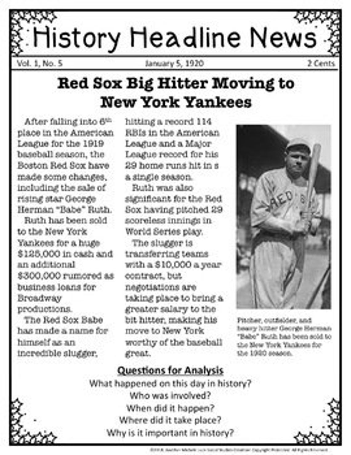 This Day in History Newspaper Informational Nonfiction Daily - Etsy