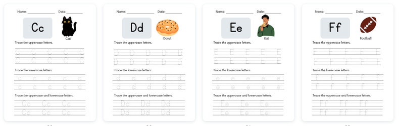 Fall Theme Alphabet Letters Tracing Pages Student Worksheets - Etsy