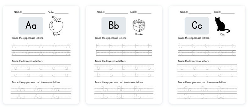 Fall Theme Alphabet Letters Tracing Pages | Student Worksheets L ...