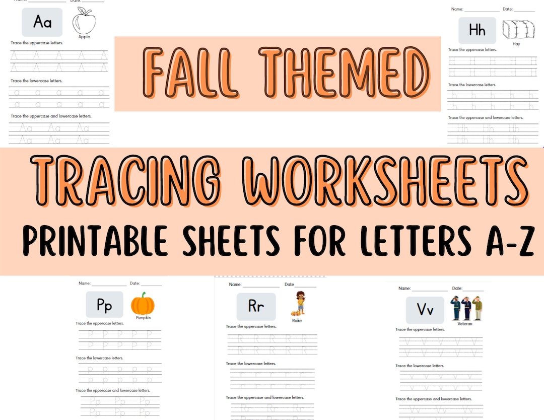 Fall Theme Alphabet Letters Tracing Pages | Student Worksheets L ...