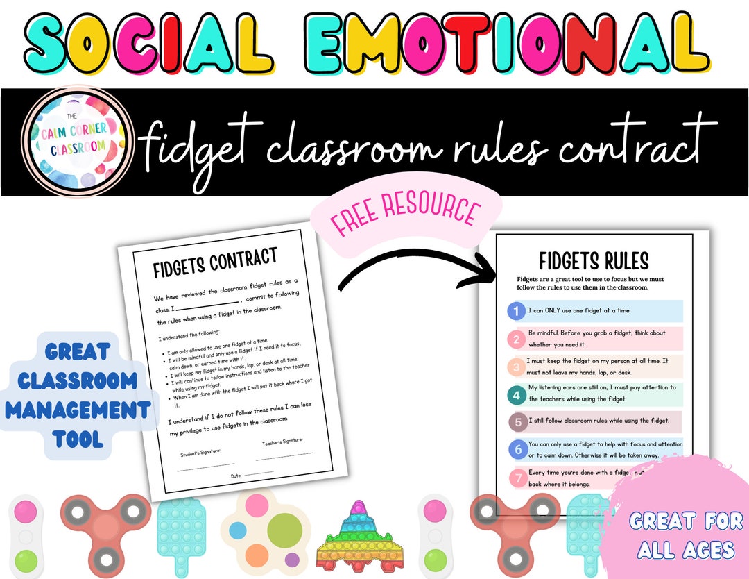 Fidget Classroom Contract L Fidget Rules L Emotional Learning L ...