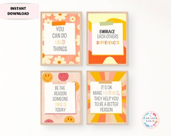 Groovy Classroom Poster Bundle, Retro Posters, Mental Health, School ...