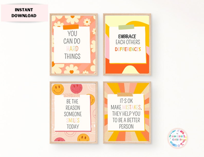 Groovy Retro Classroom Decor, Motivational Posters, Classroom Printable ...