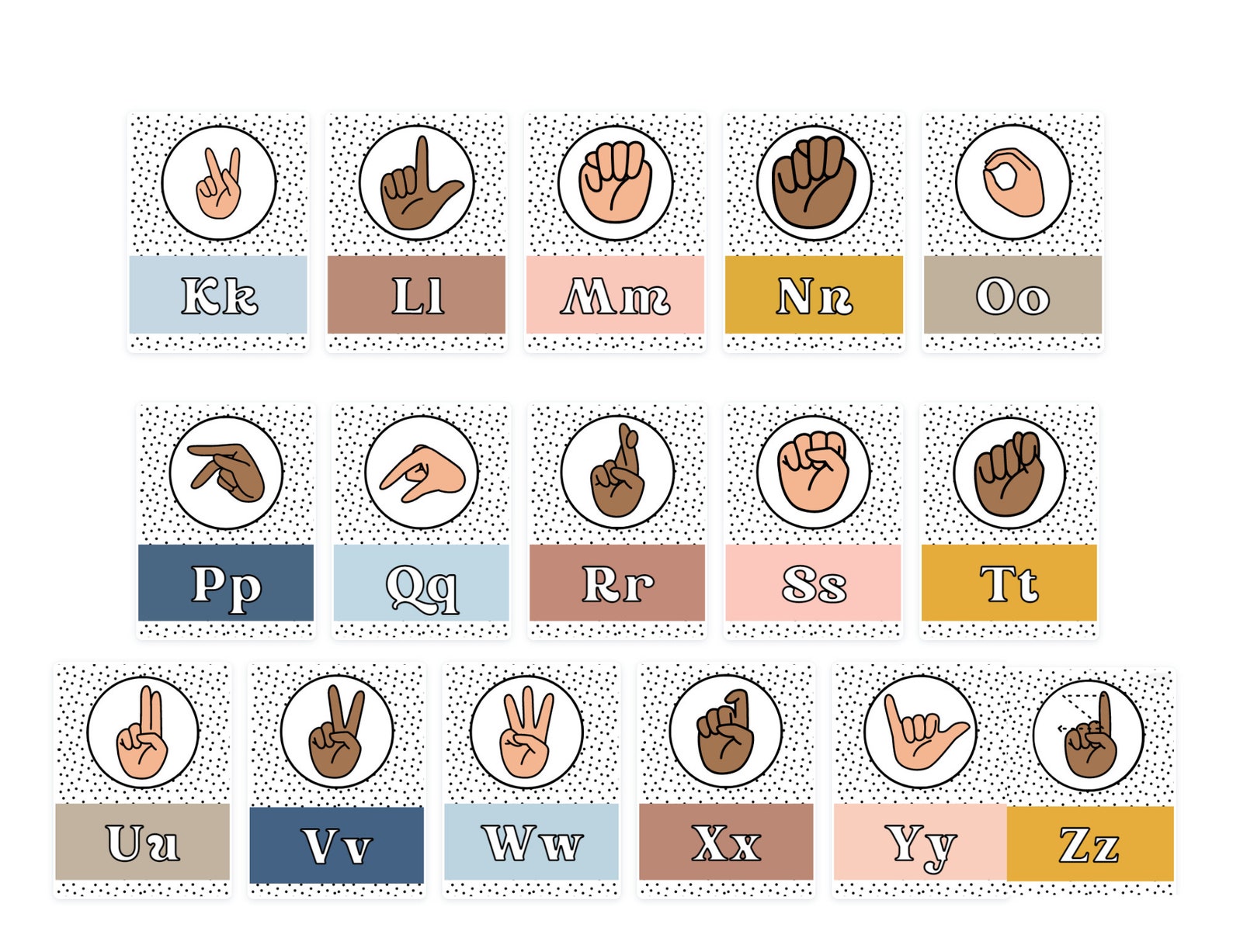 ASL (american Sign Language) Alphabet Posters | BOHO RAINBOW | Neutral ...