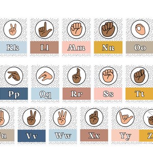 ASL (american Sign Language) Alphabet Posters | BOHO RAINBOW | Neutral ...