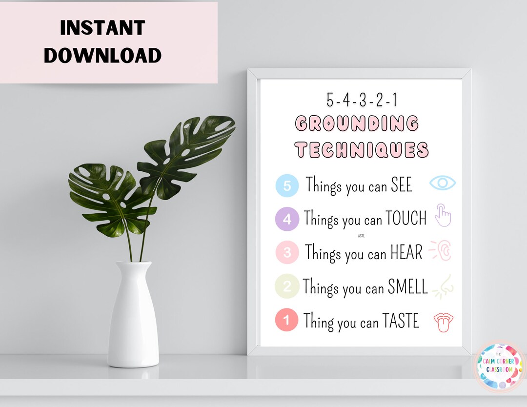 Grounding Poster, Social Work Office, 5 4 3 2 1 Grounding, Therapy ...