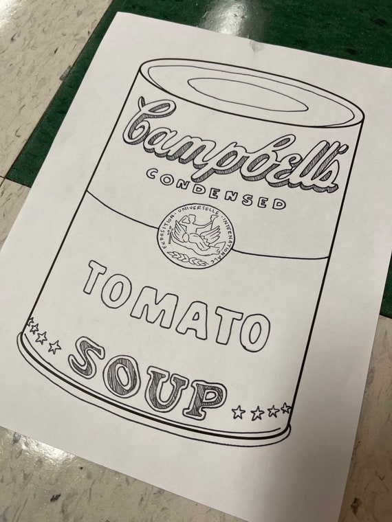 Andy Warhol Soup Can Coloring Page - Etsy