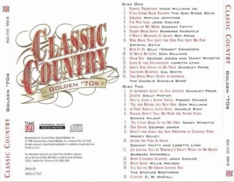 Classic Country - Golden ' 70S - Time Life - (2) Cd Set - 1998 - Sealed Ls - Etsy