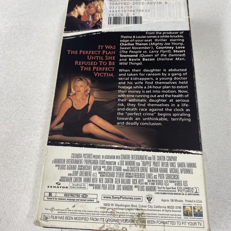 Trapped (VHS, 2002) Charlize Theron - Courtney Love - Kevin Bacon LS - Etsy