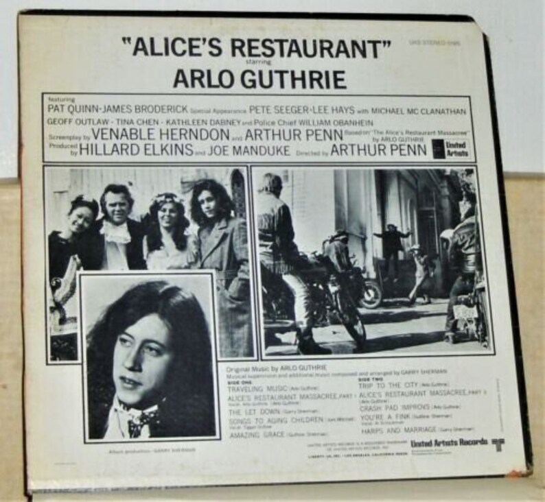 Arlo Guthrie - Alice's Restaurant - Motion Picture Score Vinyl LP ...