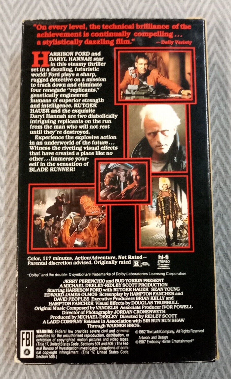 Blade Runner: 1987 Release VHS Nelson /embassy Harrison - Etsy