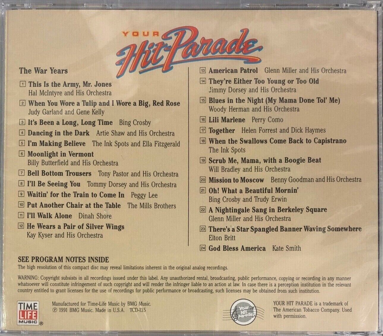 Time Life Your Hit Parade -the War Years Various Artists (cd 1991 Bmg ...