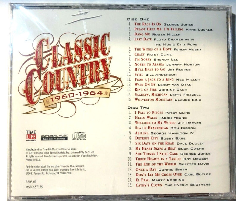 Time Life Classic Country 1960-1964 2x CD New Roger Miller Dave Dudley Georgels - Etsy