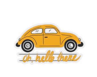 Yellow VW Bug Vinyl Sticker, Hippy-peace Vinyl Sticker, Water Bottle ...