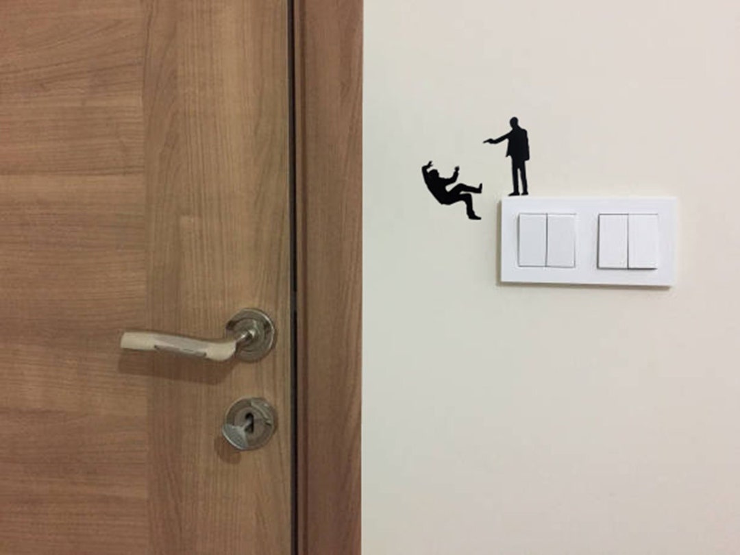 Falling Man Light Switch Sticker, Shot Man Wall Decal, Cool Laptop ...