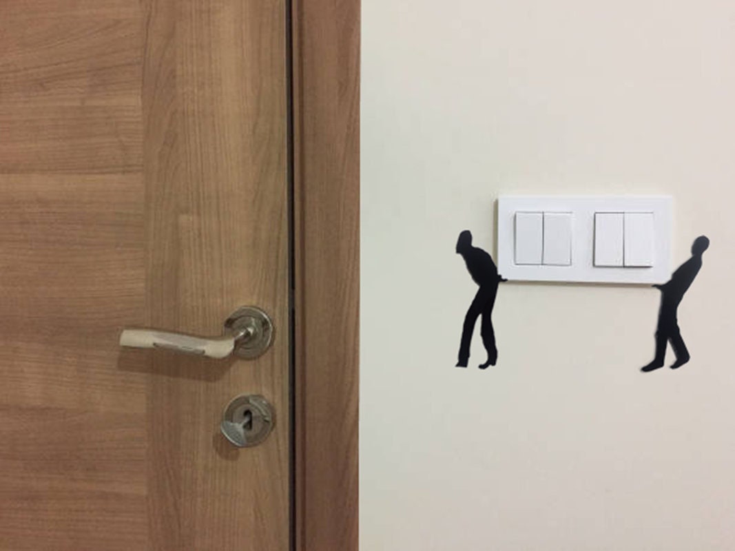 Light Switch Sticker, Man Carrying Wall Decal, Man Laptop Sticker ...