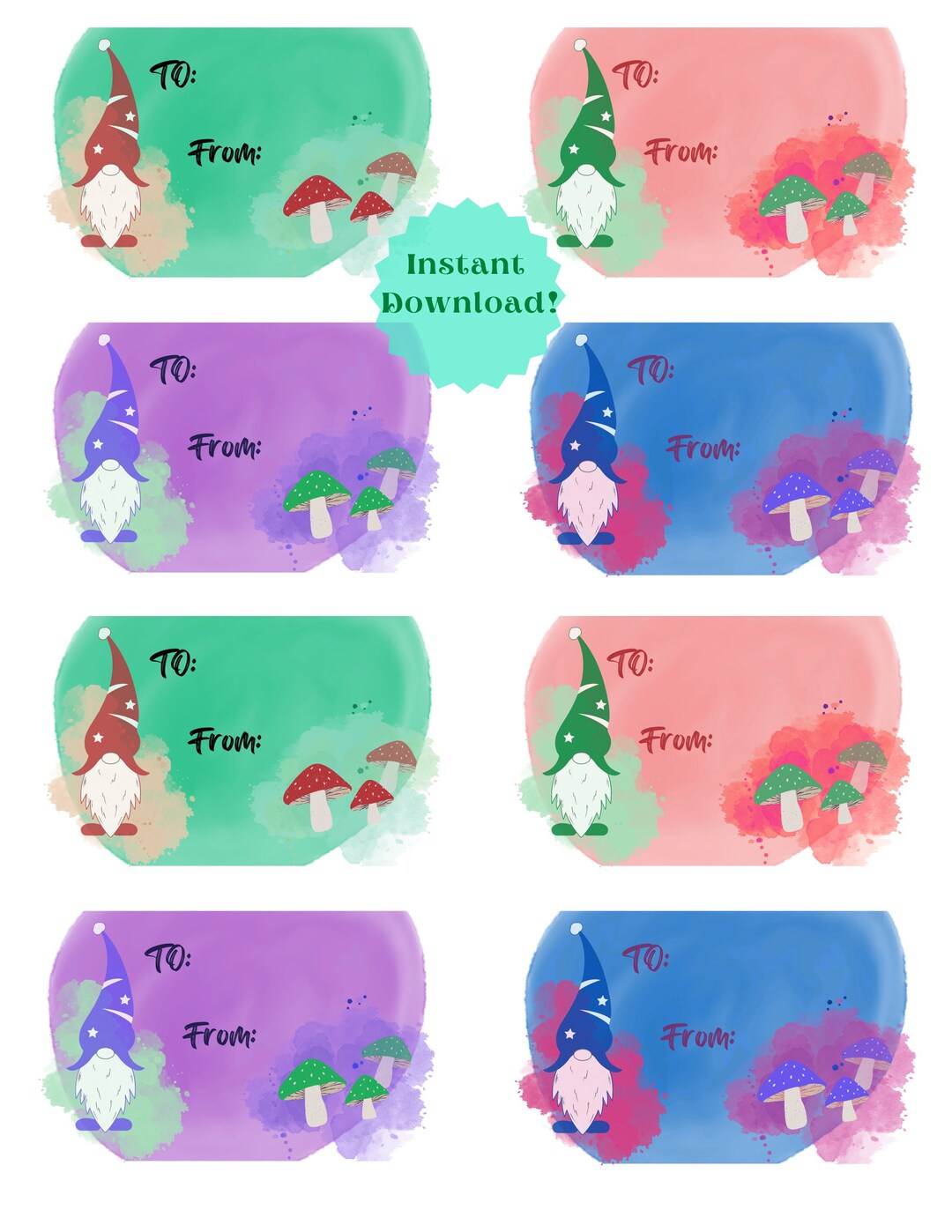 Cottagecore Gnome Gift Tags/labels (printable) - Etsy