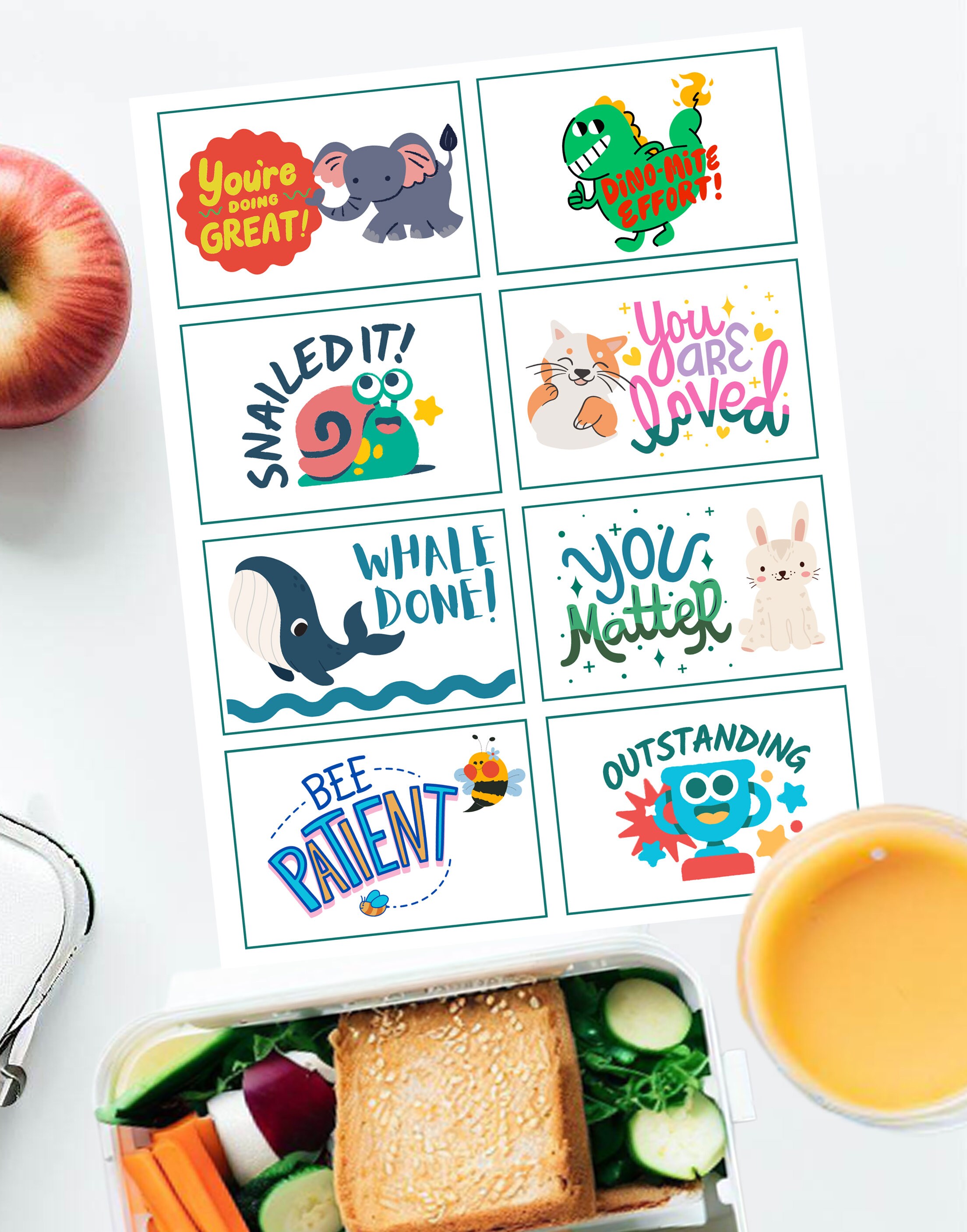 Printable School Lunchbox Notes for Kids Digital Download Lunchbox ...