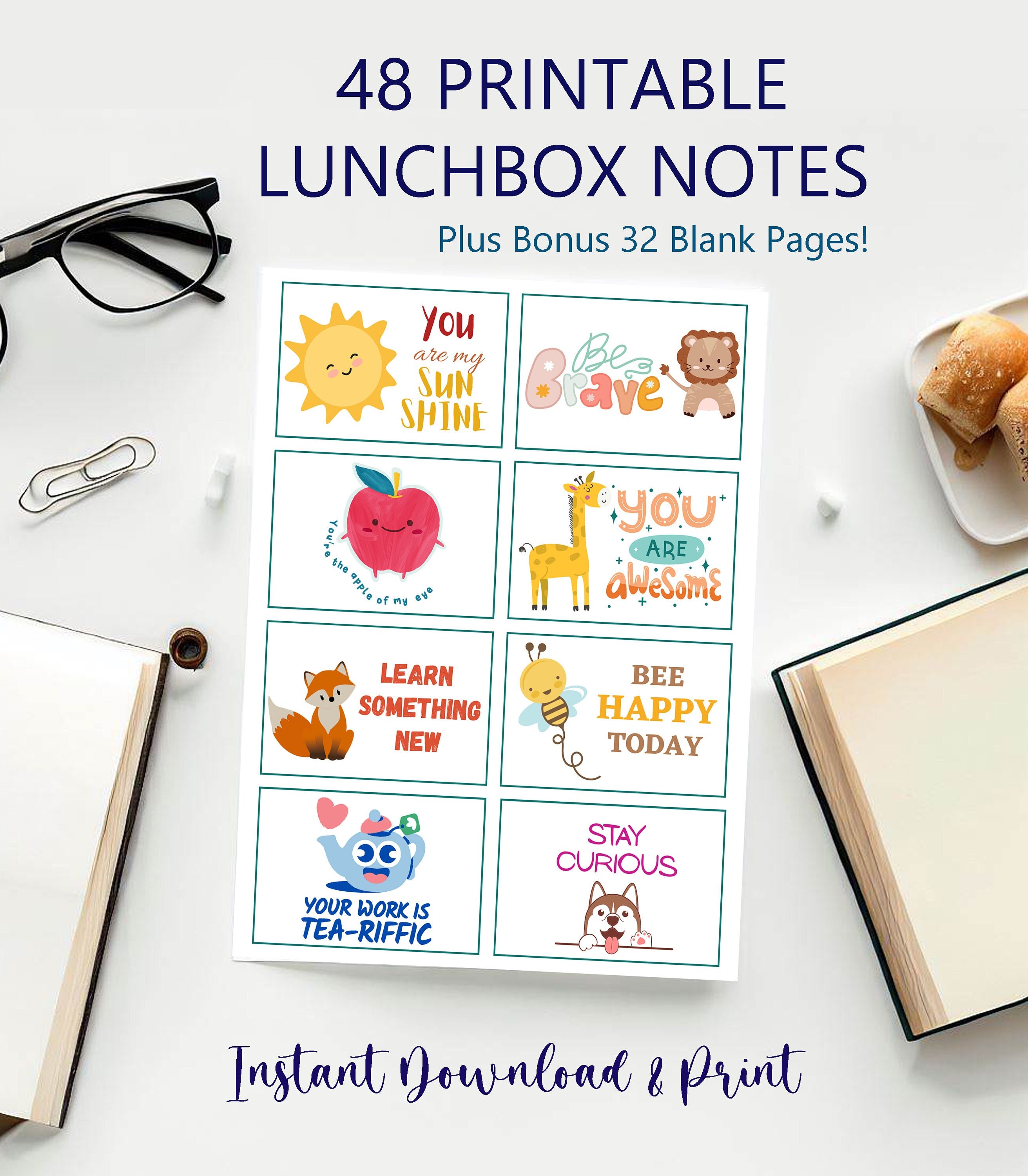 Printable School Lunchbox Notes for Kids Digital Download Lunchbox ...