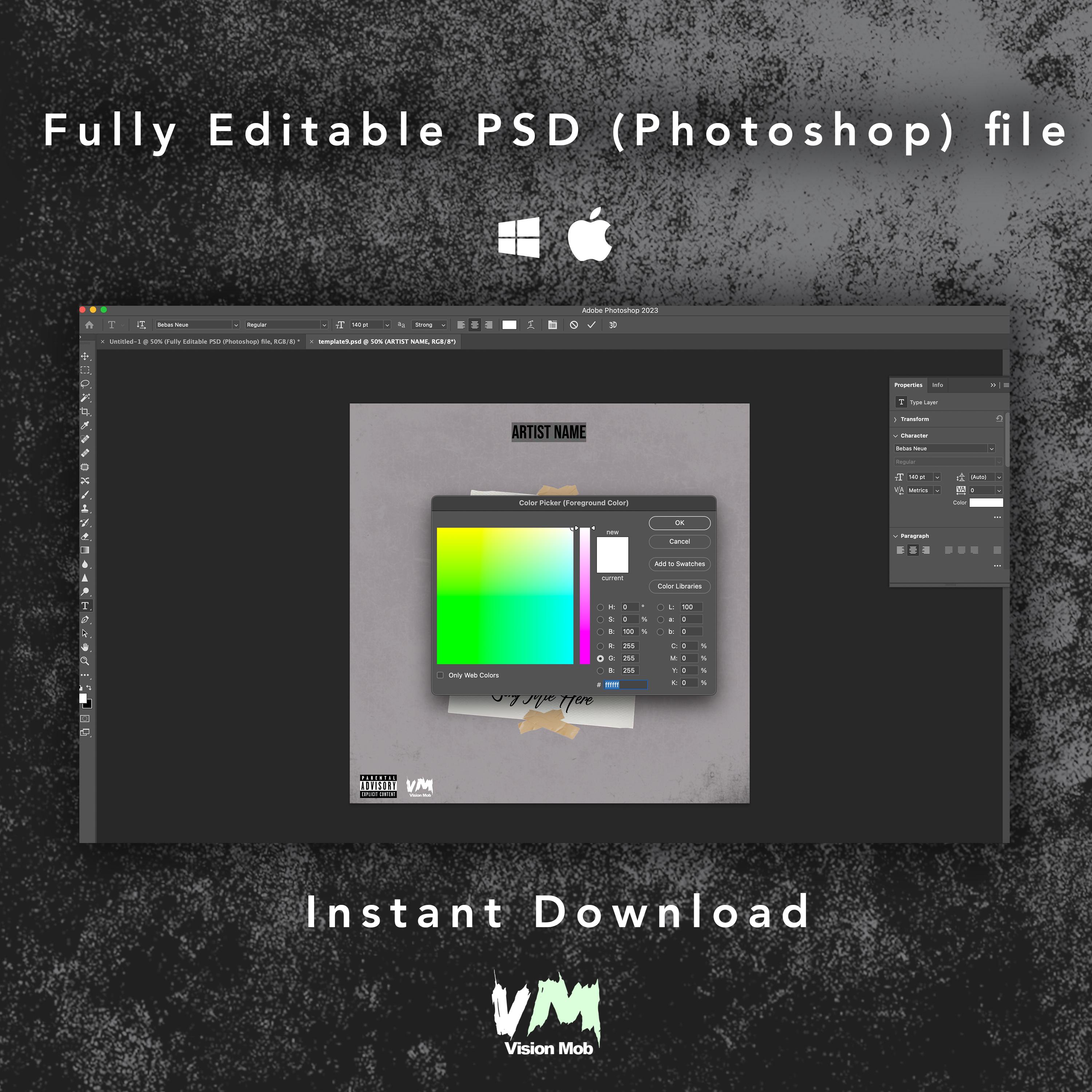 Editable Hip Hop Song Cover Template PSD File - Etsy