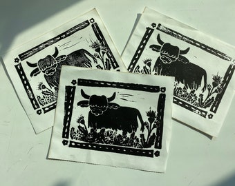 Scottish Highland Cow Block Print - Etsy