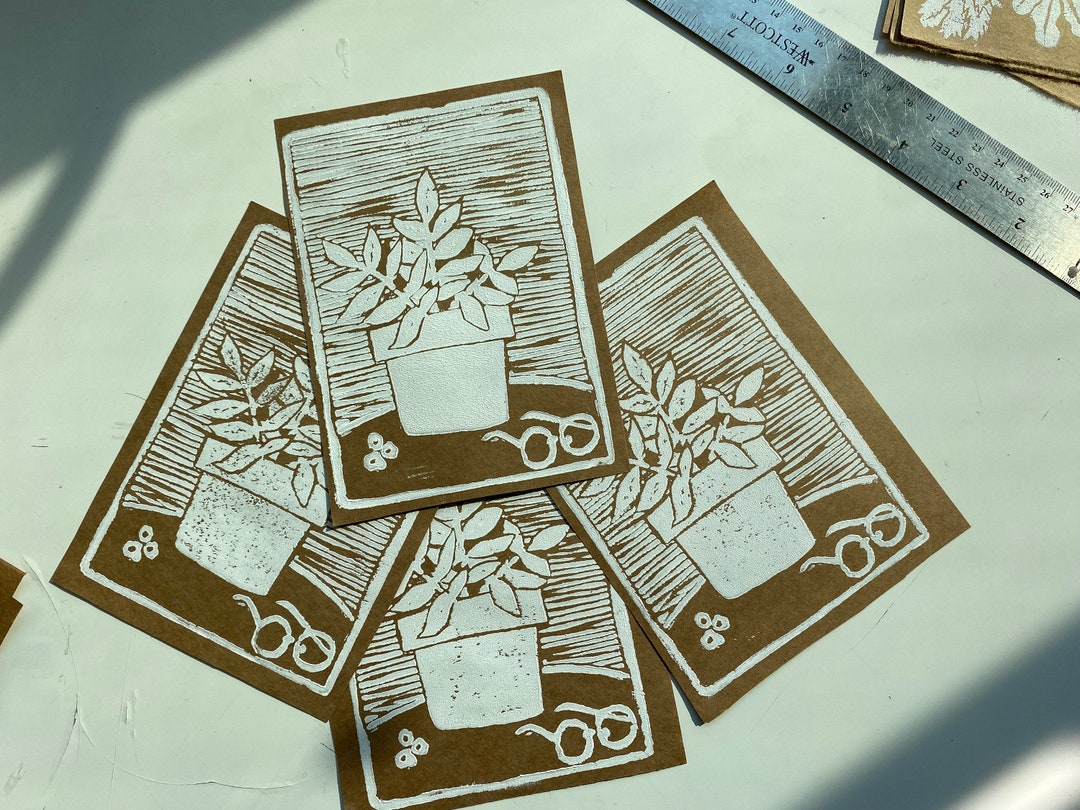 Houseplant Still Life Block Print - Etsy
