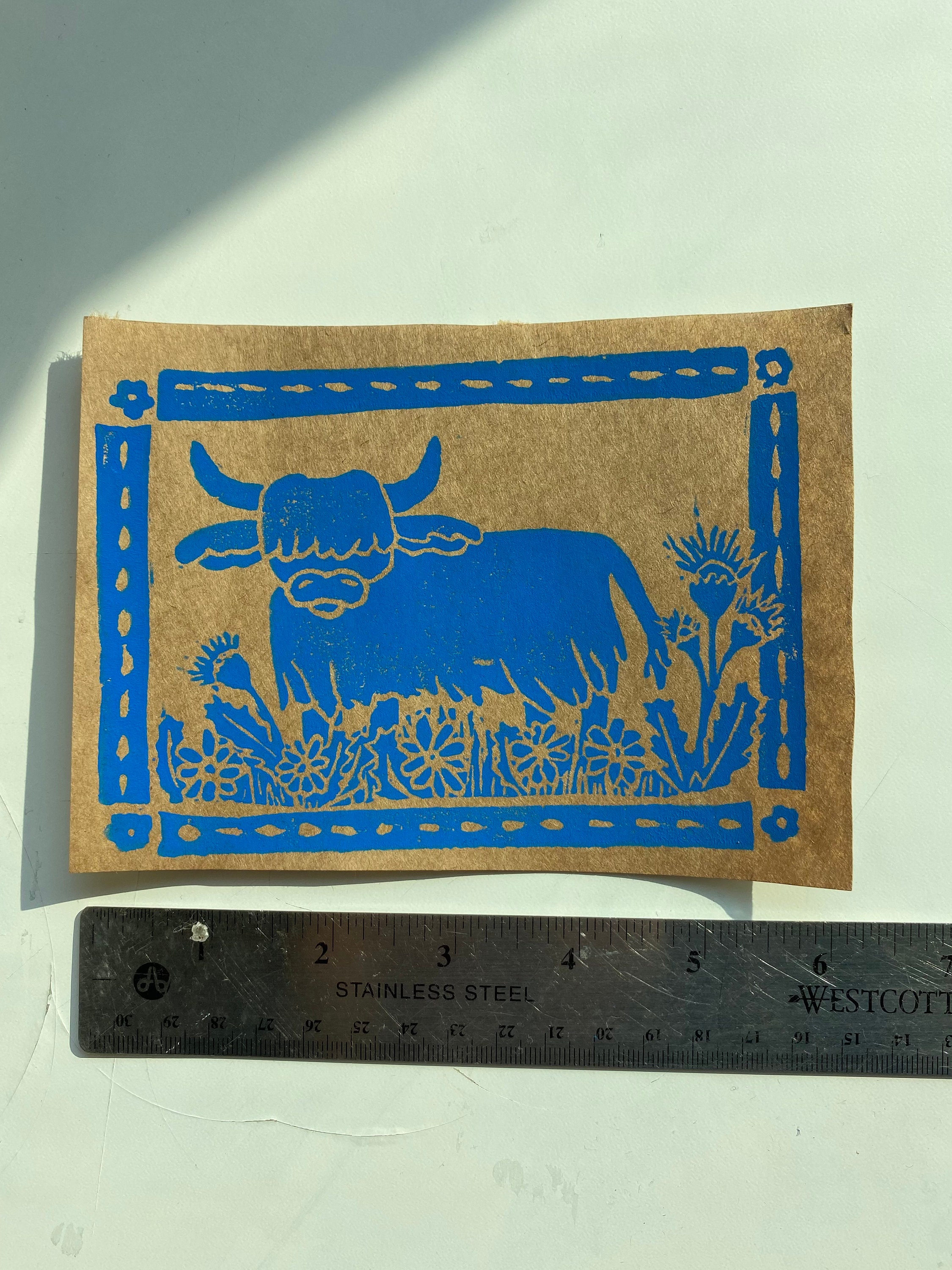 Scottish Highland Cow Block Print - Etsy
