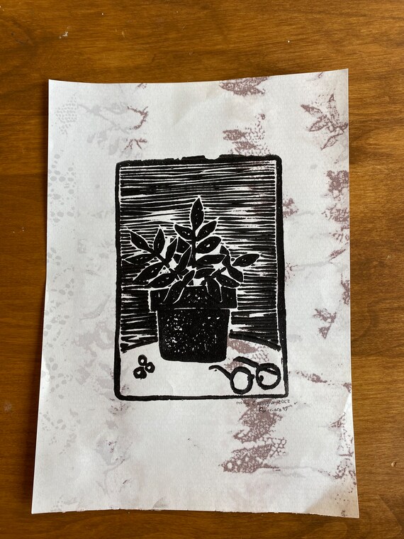 Houseplant Still Life Block Print - Etsy
