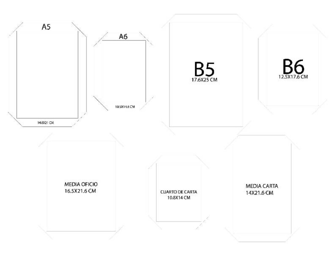 Template for Pasta Mold or Notebook Covers of Different Sizes: A5, A6 ...