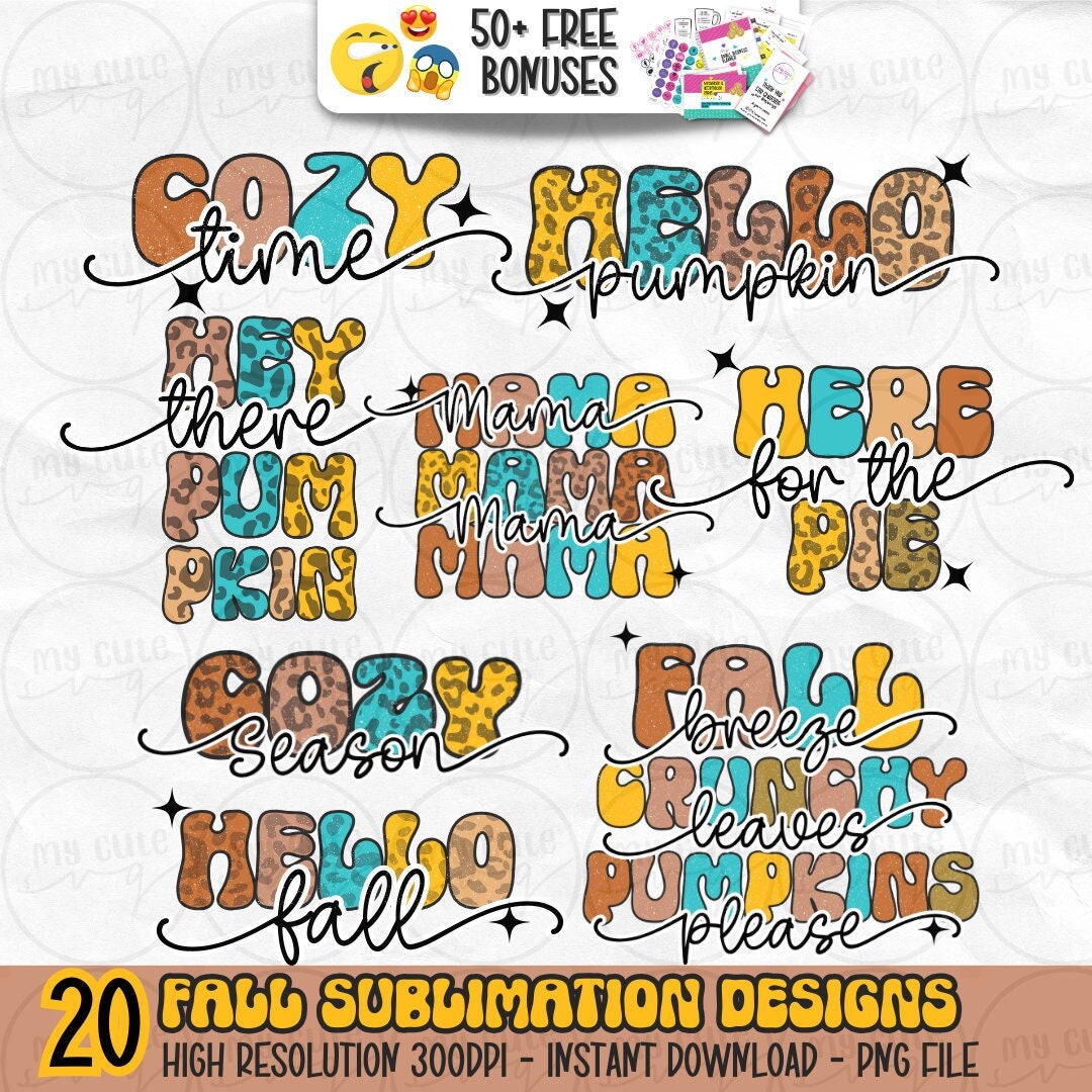 Retro Fall Bundle SVG PNG Autumn Svg Hello Fall Cozy Pumpkin - Etsy