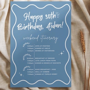Birthday Program Template, Birthday Weekend Itinerary Template ...