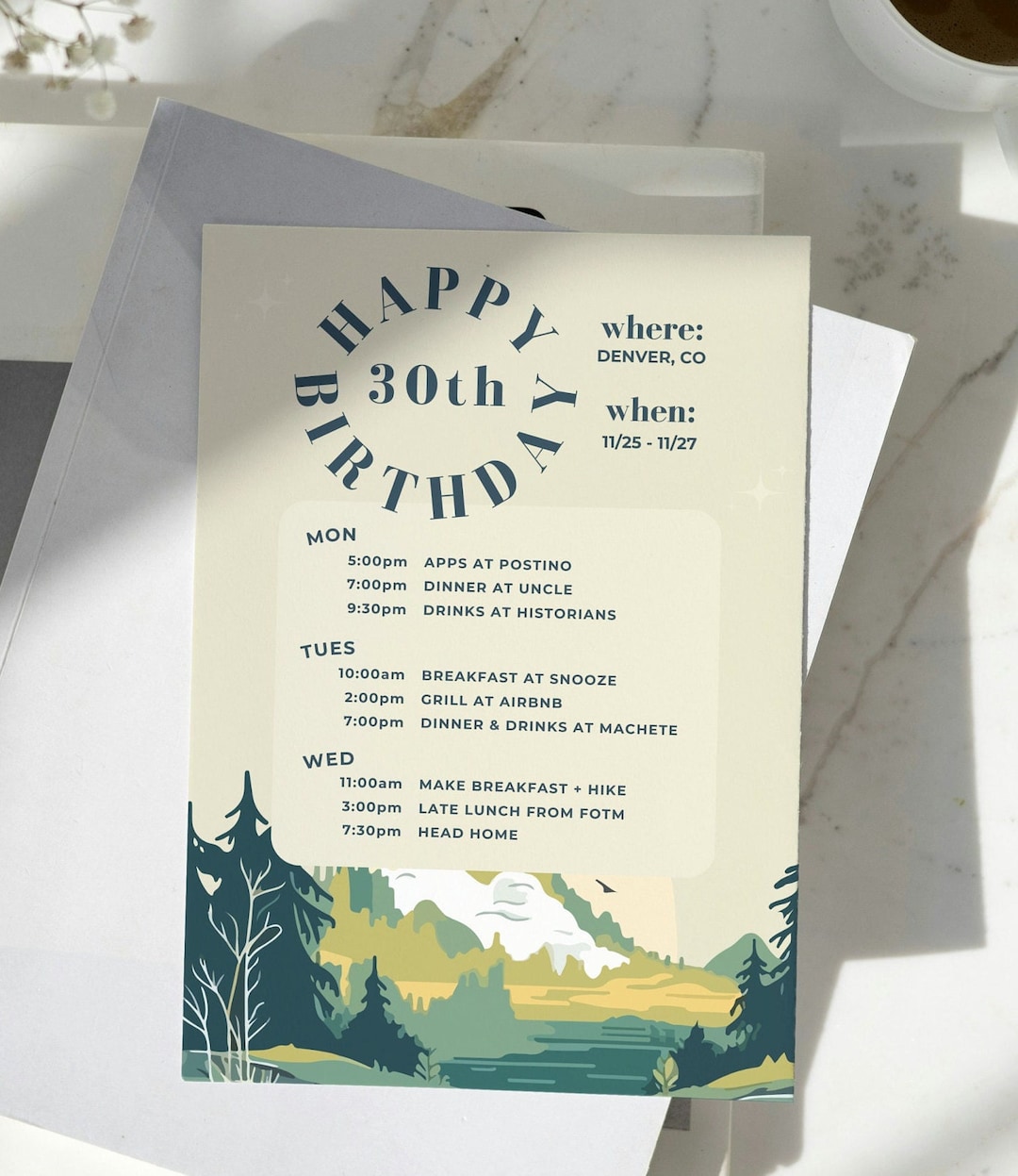 Editable Birthday Card Template, Canva Customizable Schedule, Weekend ...