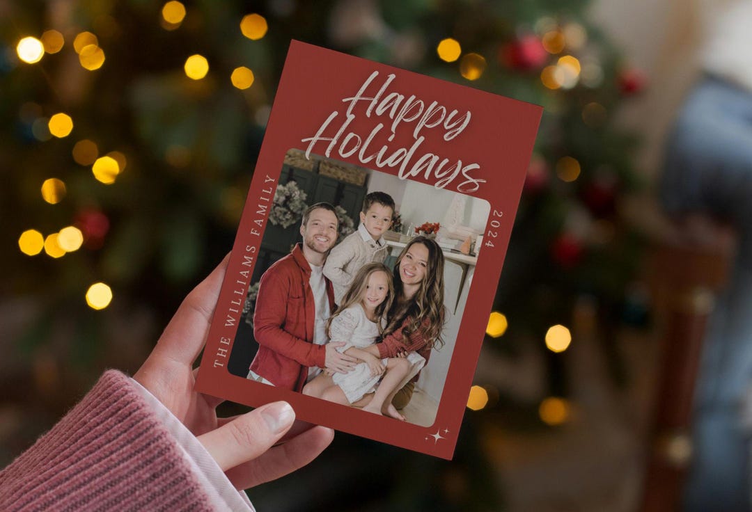 Custom Holiday Greeting Card, Editable Christmas Card Template, Holiday ...