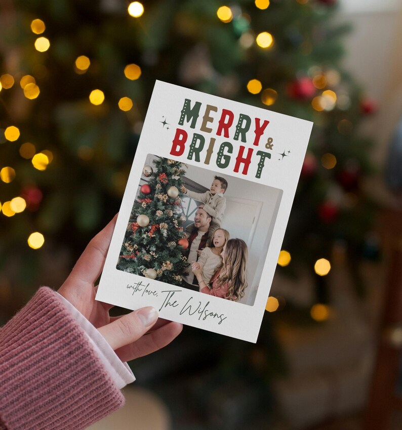 Minimalist Christmas Card, Photo Card Template, Simple Christmas Card ...
