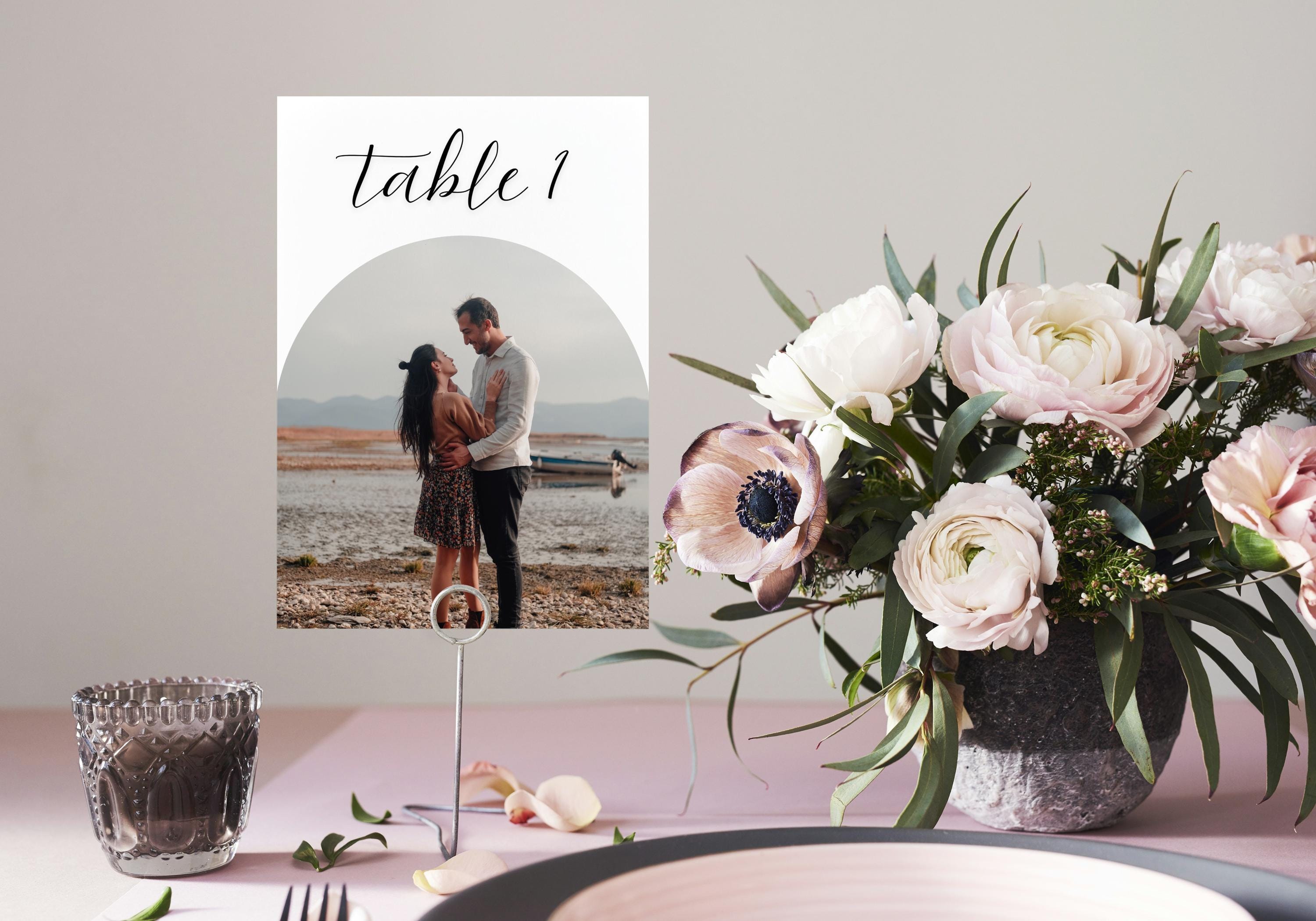 Printable Photo Table Numbers, Customizable Reception Signs, Editable ...