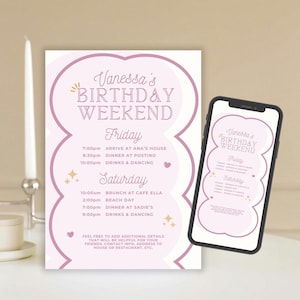 Birthday Program Template, Birthday Weekend Trip Template, Editable ...