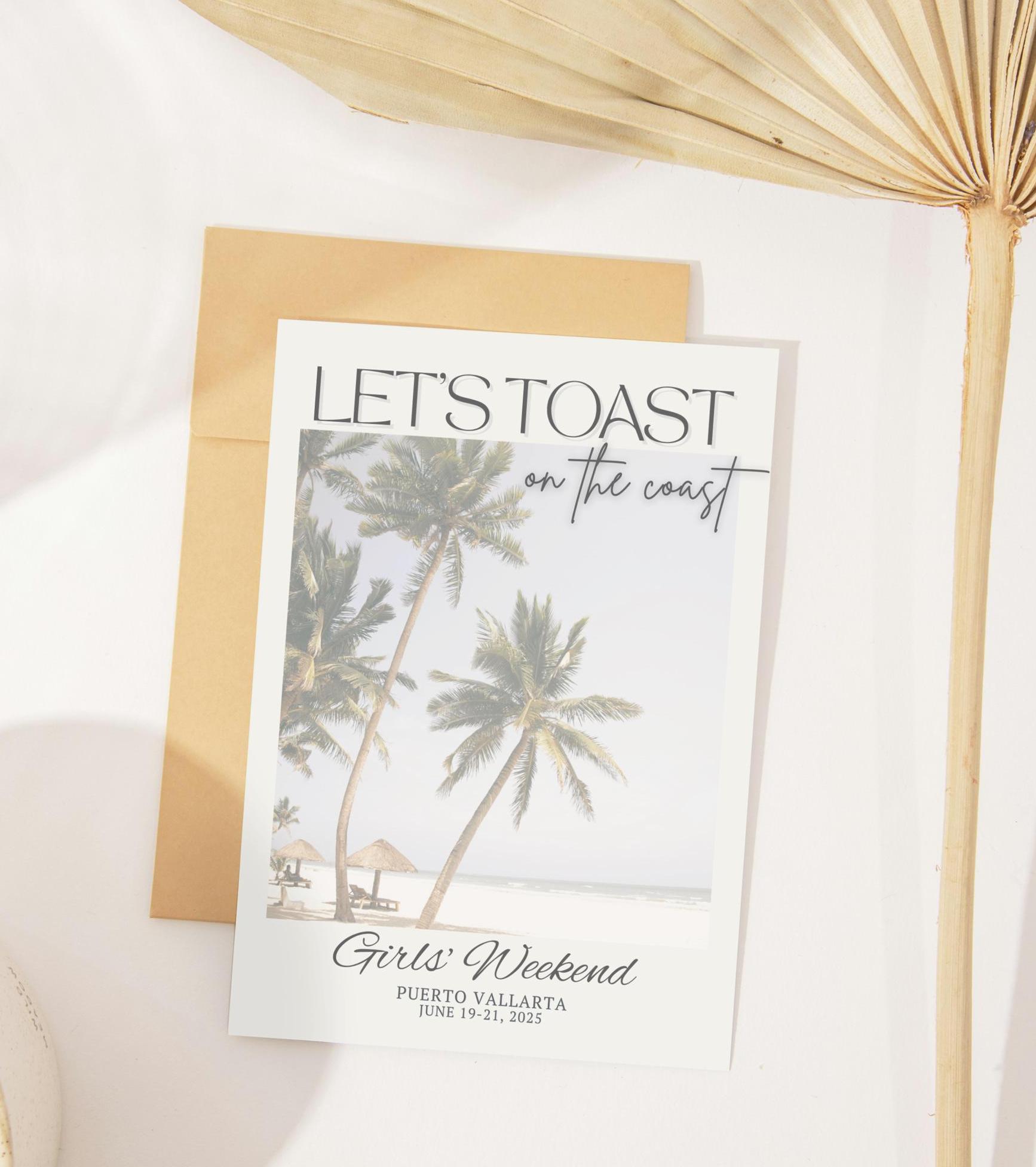 Girls Weekend Invitation & Itinerary Template, Beach Getaway Weekend ...