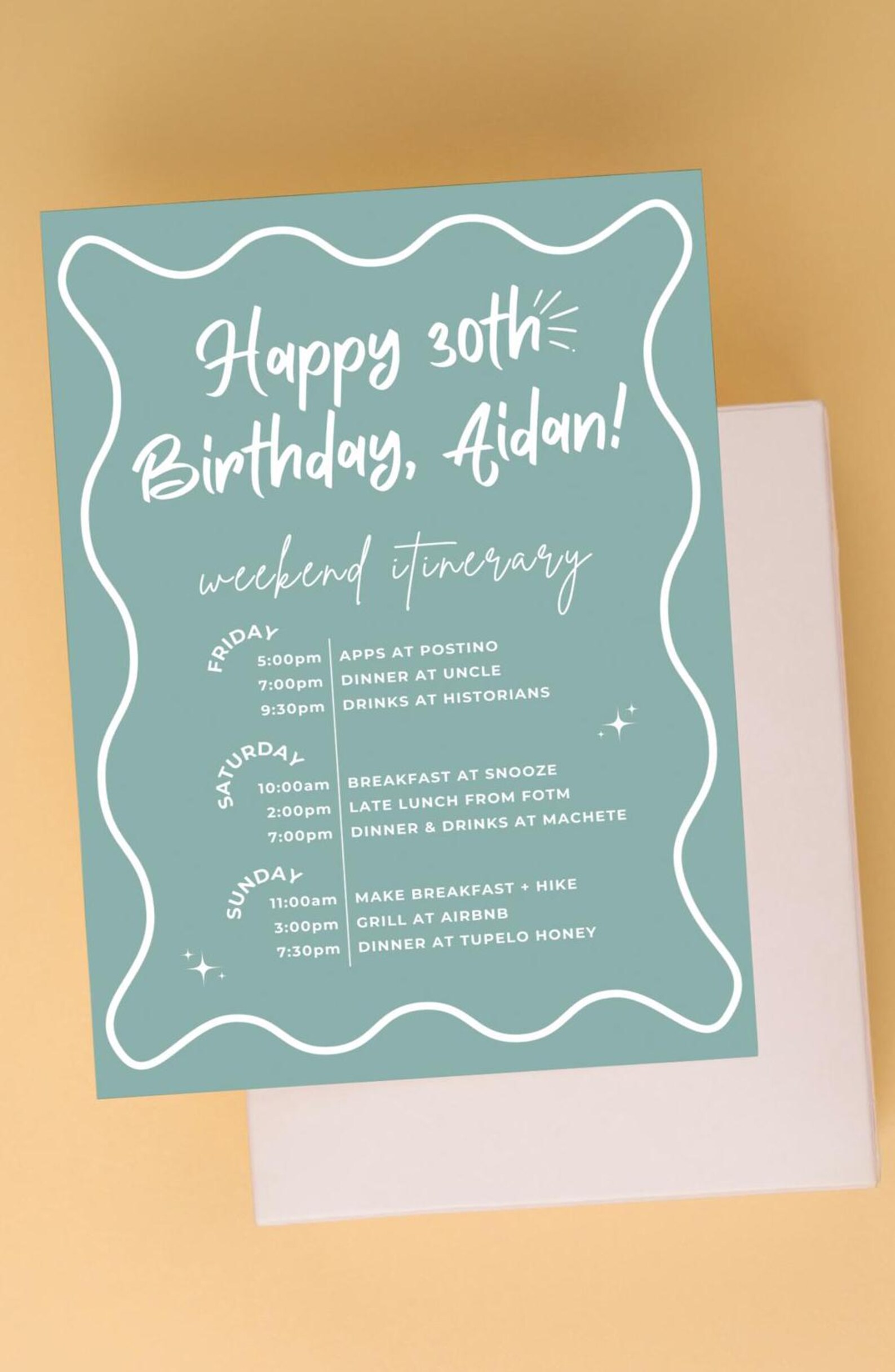 Birthday Program Template, Birthday Weekend Itinerary Template ...