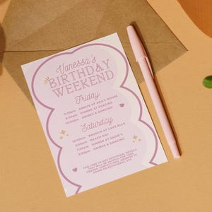 Birthday Program Template, Birthday Weekend Trip Template, Editable ...