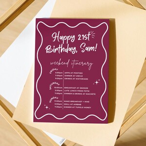 Birthday Program Template, Birthday Weekend Itinerary Template ...