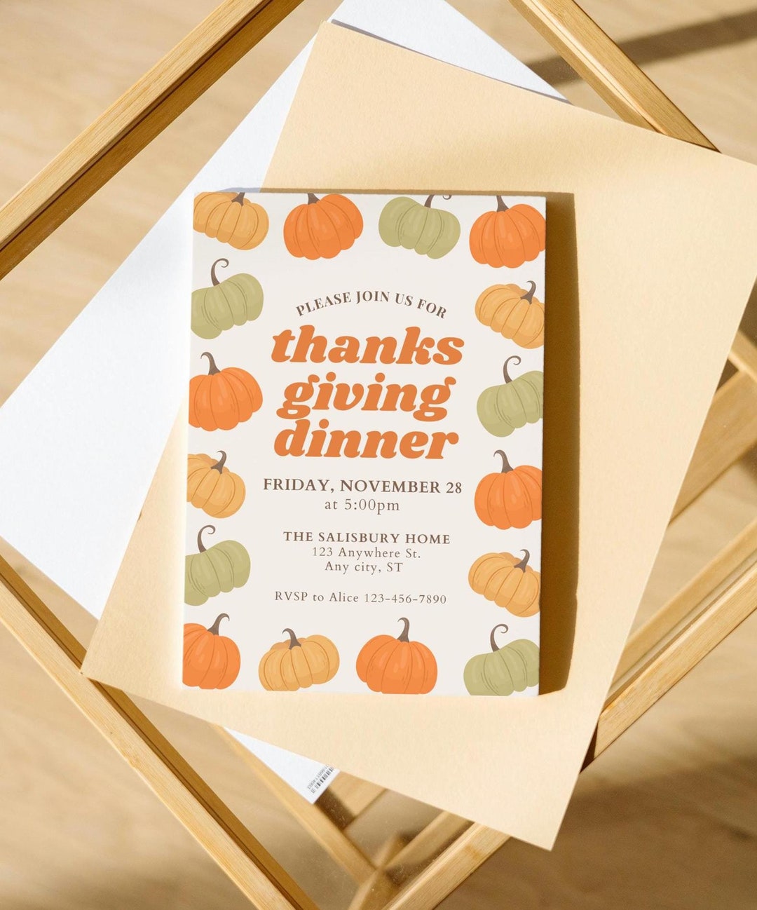 Friendsgiving Invitation Template, Thanksgiving, Dinner Invitation ...